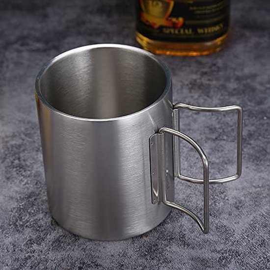 Outdoor kampeerbeker dubbelwandige roestvrijstalen mok, mok, koffiemok ...