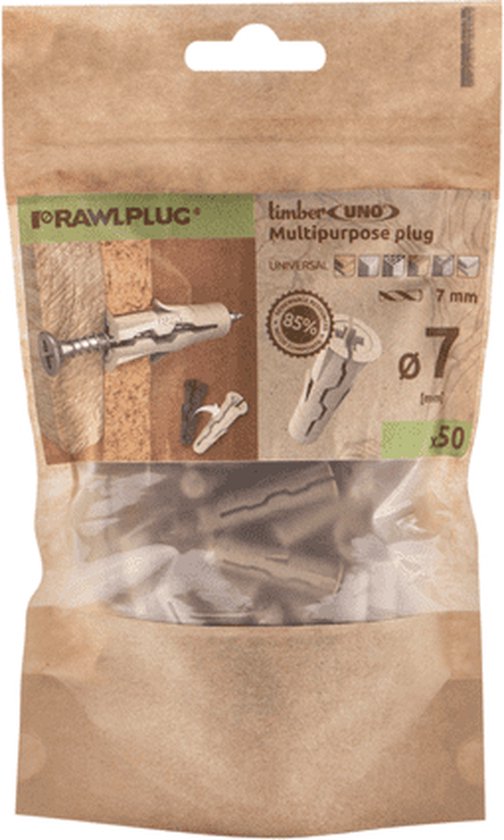 RAWLPLUG Timber UNO universele pluggen + schroef [20st] - ECO friendly ...
