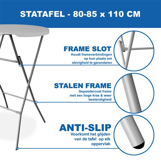 Statafel x 2 - ∅ 80-85 x 110 cm – Statafels Inklapbaar – Robuust + Weerbestendige... | bol