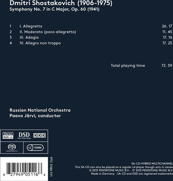 Russian National Orchestra, Paavo Järvi - Shostakovich: Symphony No.7 "Leningrad"... | bol.com