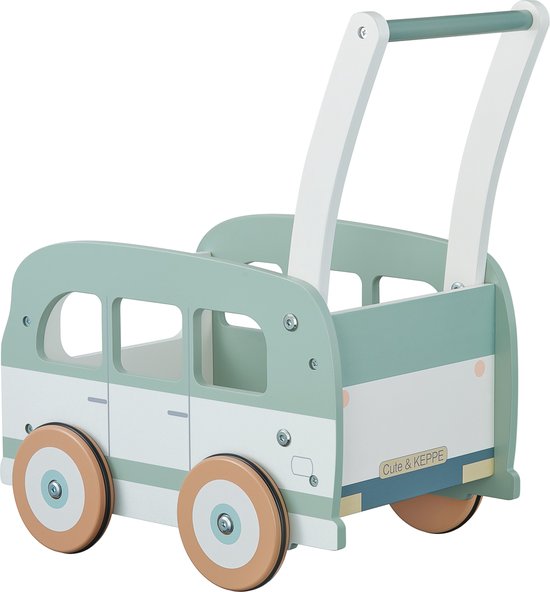 Loopwagen - vintage houten Bus voor Kinderen - Baby Walker - Houten ...