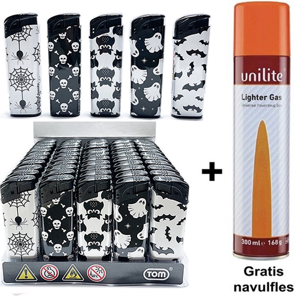 Unilite Aanstekers 50 stuks in tray - Peace print - navulbaar klik ...