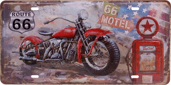 Amerikaans nummerbord - Route 66 Motor Rood Motel - Metalen bord 15x30 ...