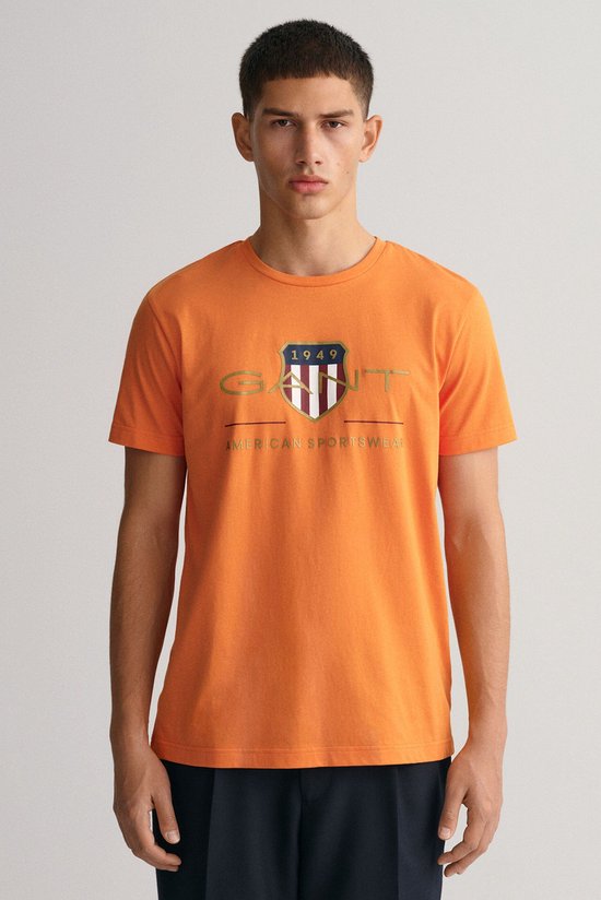 Gant - T-shirt Shield Logo Oranje - Heren - Maat M - Regular-fit | bol