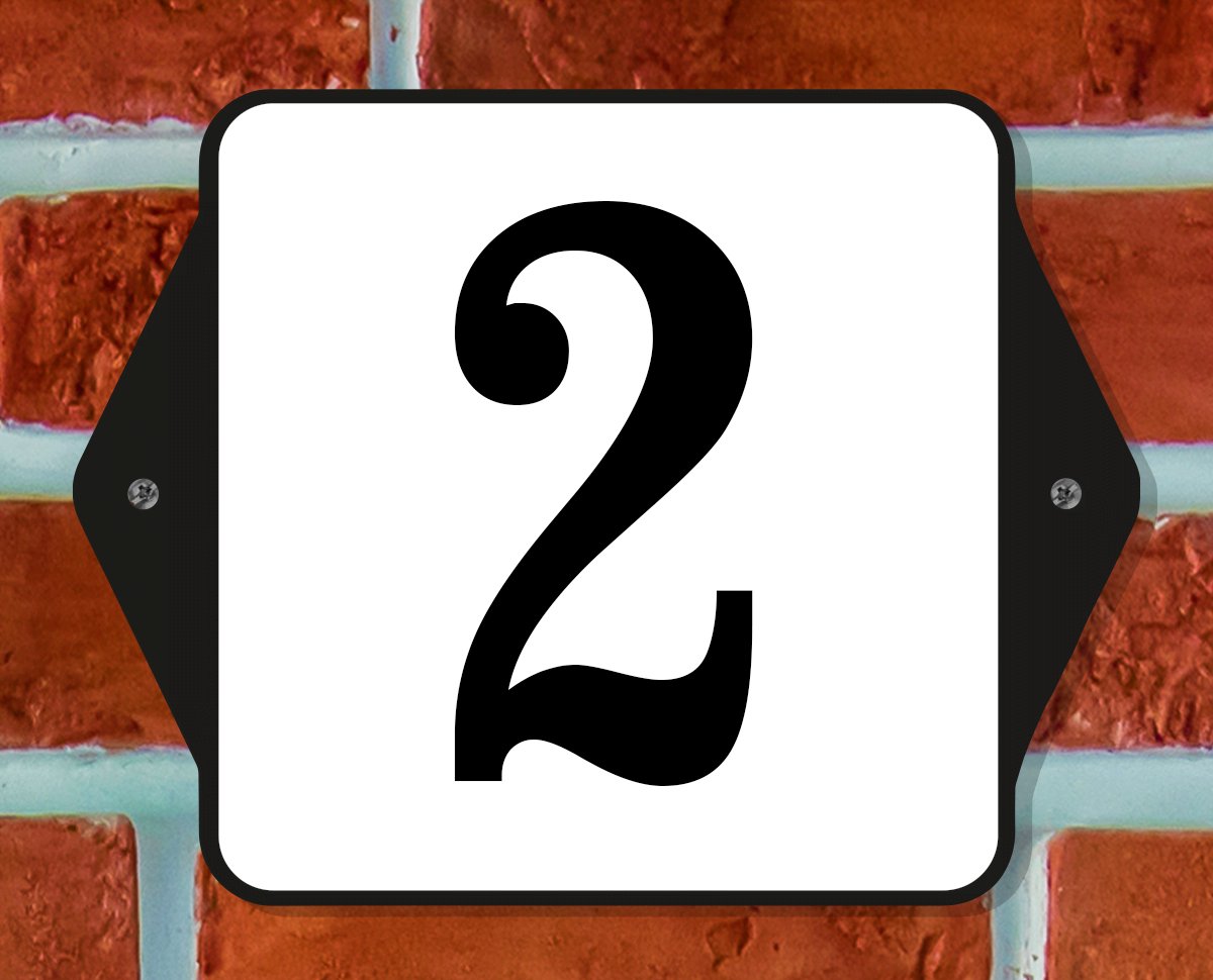 Huisnummerbord Klassiek - Nummer 2 - 14 x 11 cm - incl. bevestiging ...
