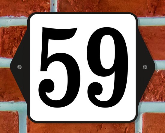 Huisnummerbord Klassiek - Nummer 59 - 14 x 11 cm - incl. bevestiging ...