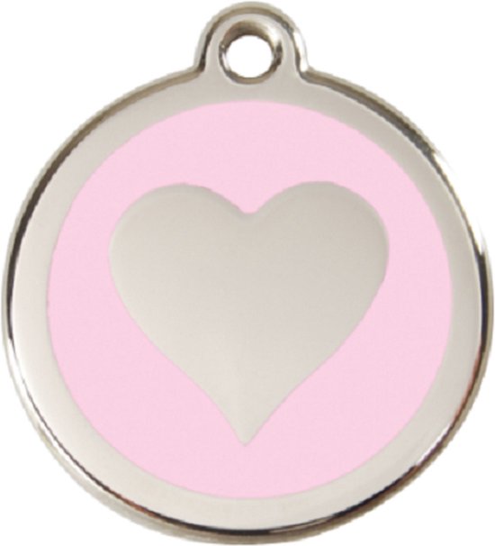 Hondenpenning-Hart afdruk-groot-roze-28mm-Hondenpenning.nl | bol