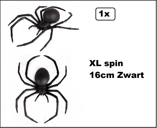 Creepy zwarte spin 16cm - Big spider - Halloween thema feest griezel ...