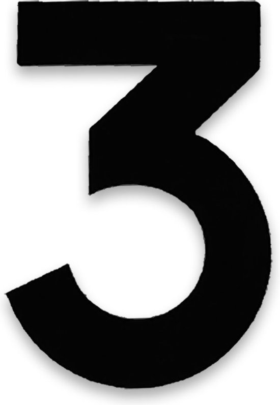 Huisnummer kliko sticker - Nummer 3 - Klein zwart - container sticker ...