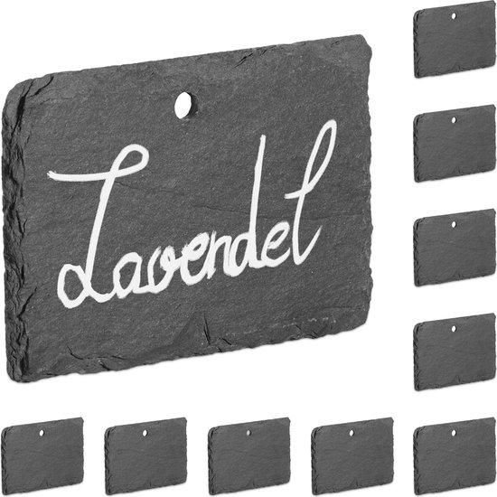 plantenlabels - set van 10 - hangend - moestuin bordjes - leisteen | bol