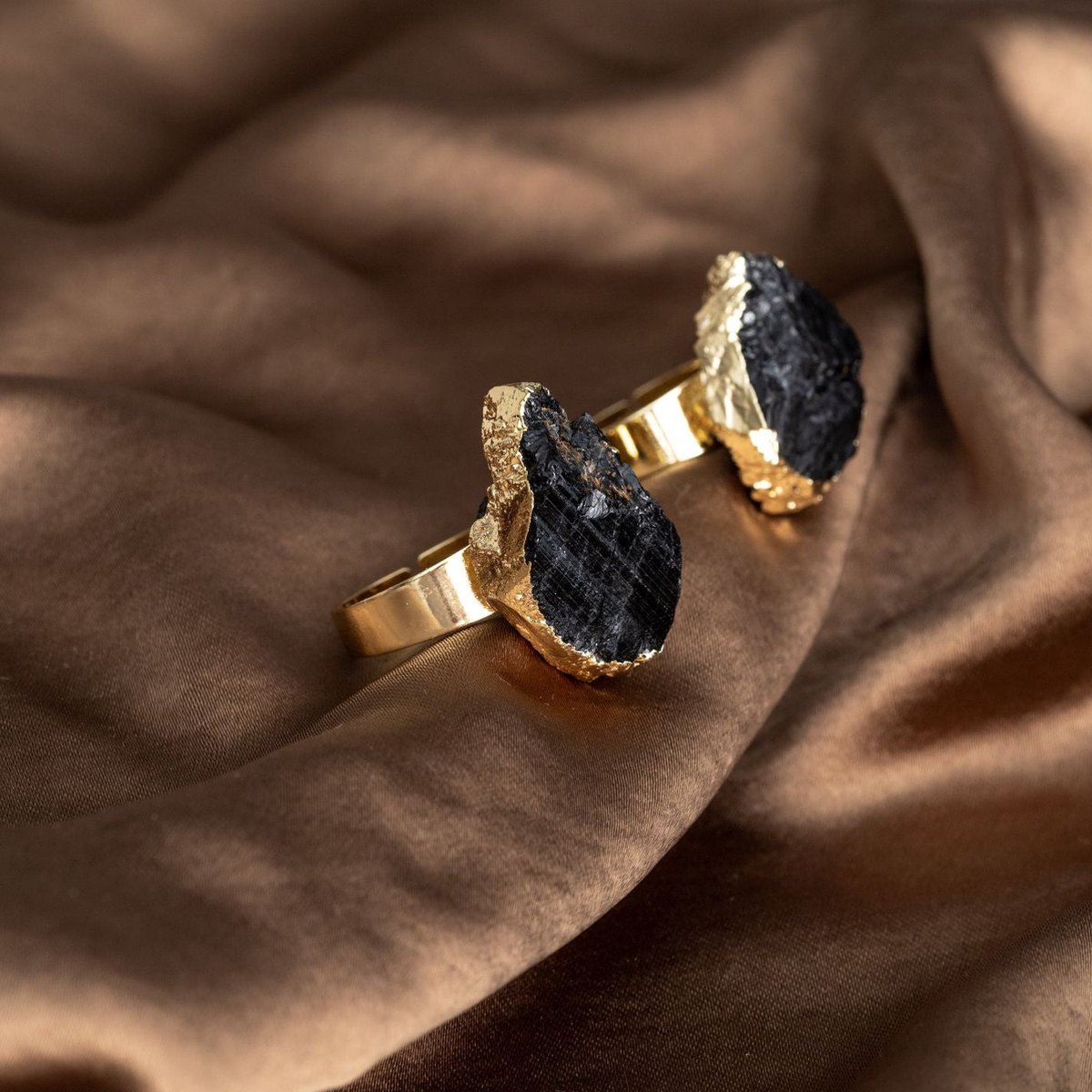 Zentana Toermalijn Ring Grof - Edelsteen Ruw - Gold Dipped ...