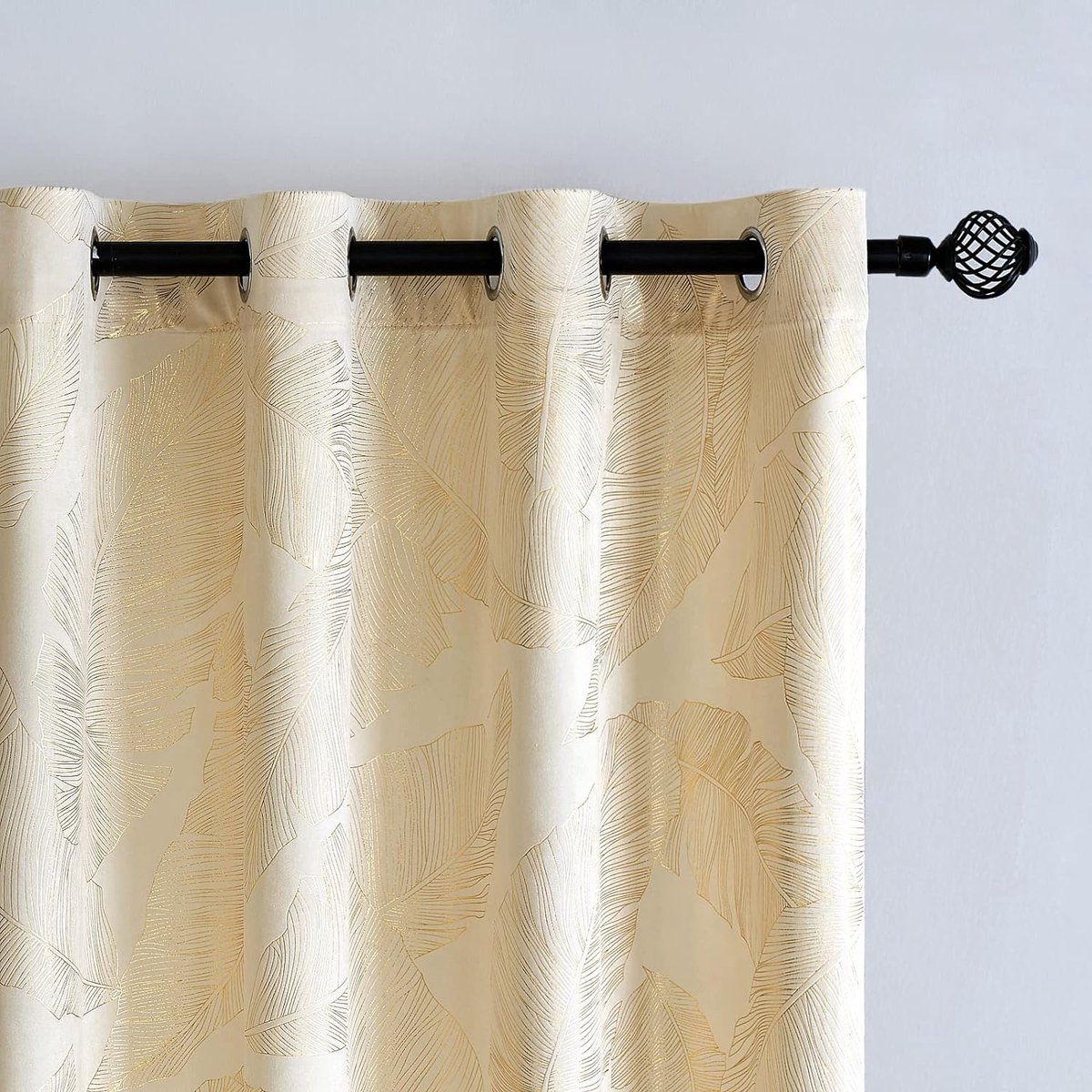 Rideau en velours motif feuilles d'or, lot de 2 rideaux en velours ...