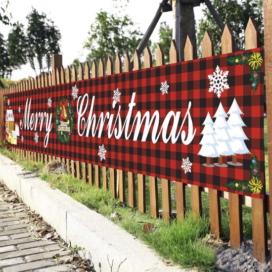 Kerstbanner Grote Vrolijk Kerstbanner Merry Christmas Banner Vlag Deur ...