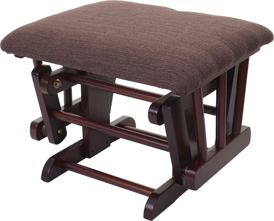 Relaxfauteuil MCW-C76, schommelstoel met kruk ~ stof/textiel, bruin ...
