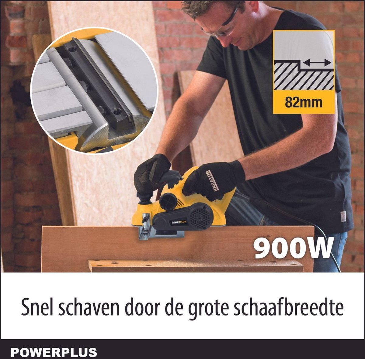 Powerplus POWX1110 Schaafmachine - 900W - Zijgeleider - Schaafdiepte - Breedte... | bol