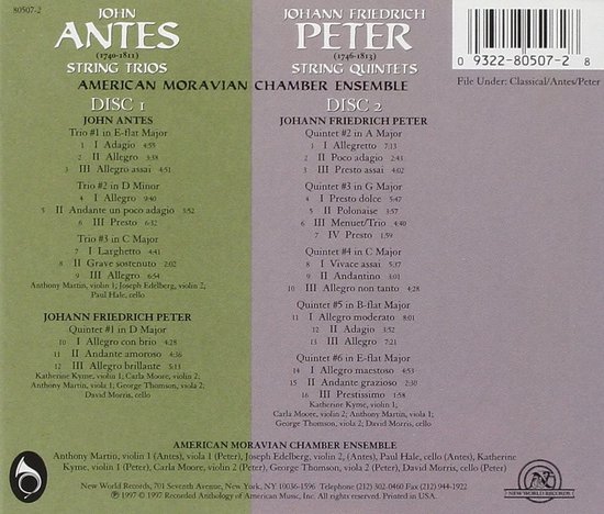 American Moravian Chamber Ensemble - John Antes: String Trios/Johann ...