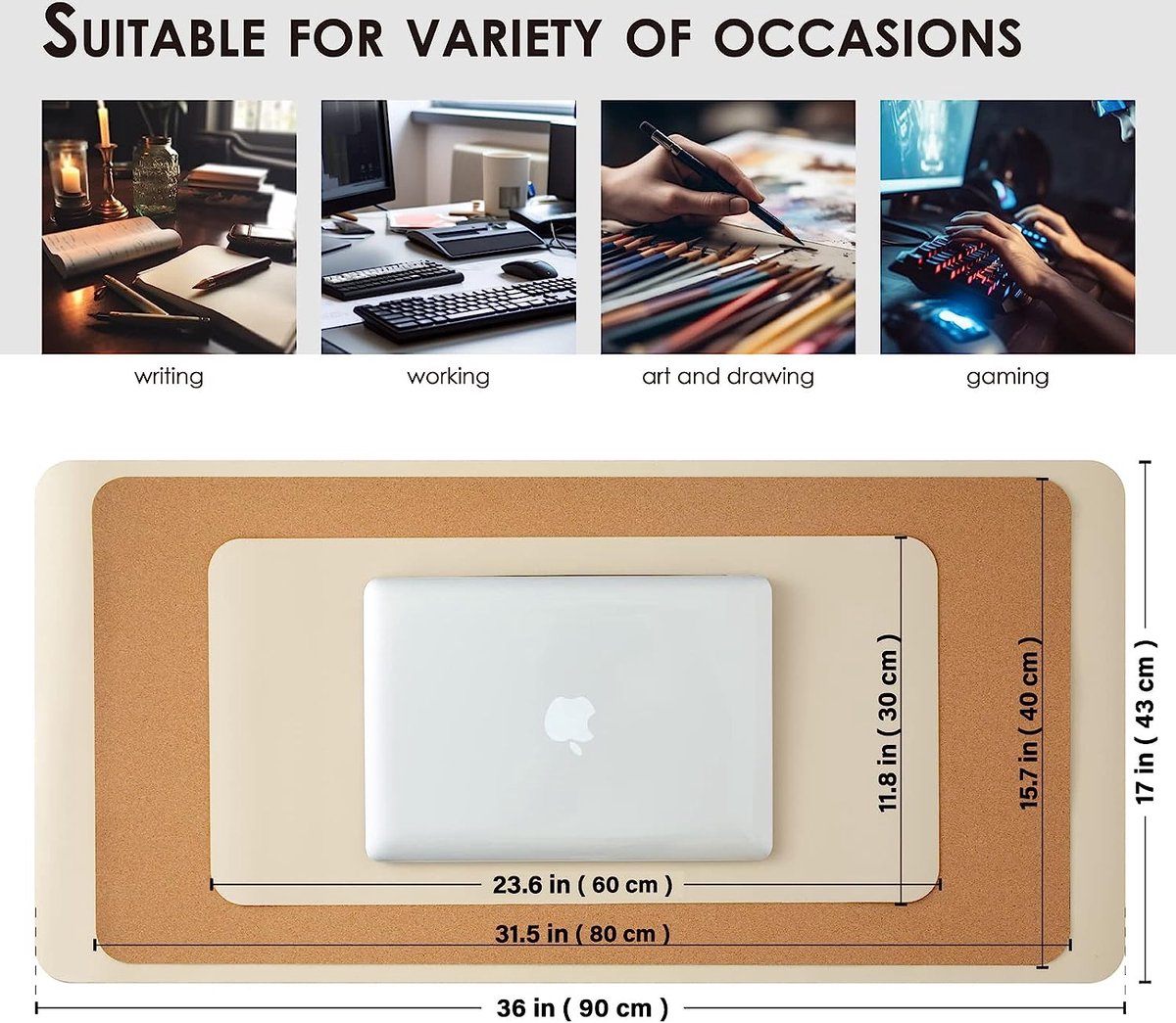 Sous-main compact en liège, petit sous-main double face pour le bureau ...