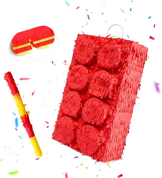 Pinata set - 3-delig - bouwsteen - rood-geel | bol