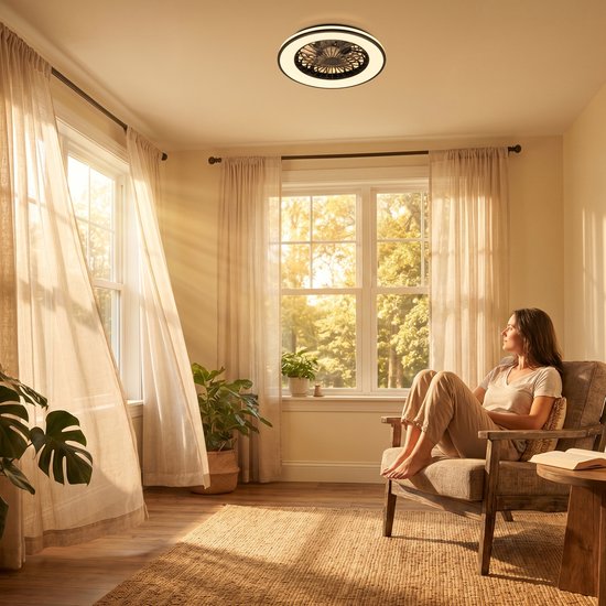 Briloner Plafondventilator met lamp - LED ventilator dimbaar - Zwart ...