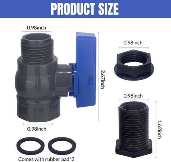 2-Delige Regentonkraanset — PVC-kraan — 3/4" GHT Slangaansluitingen (M ...