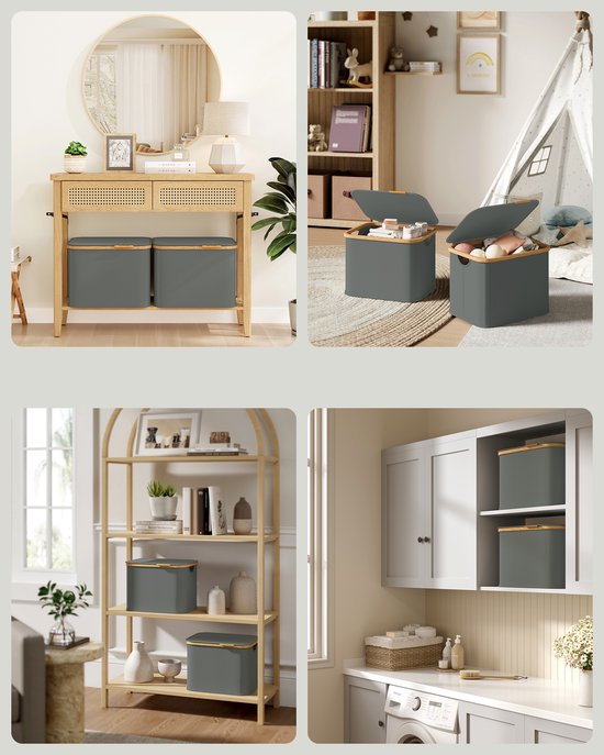 SONGMICS LCB516GN01 - Wasmand met Deksel - Opvouwbaar Oxford Stof ...