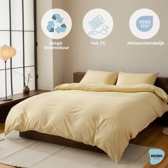 HUSH Living Dekbedovertrek - 100% katoen - 144TC - soepel en ademend ...