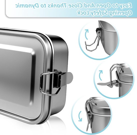 RVS Lunchbox 850 ml - Lekvrije, Gescheiden Opbergdoos voor Voedsel ...