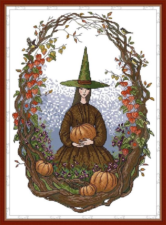 Herfst Borduurset voor Beginners - Geprinte Patroon Kit voor Kruissteek ...