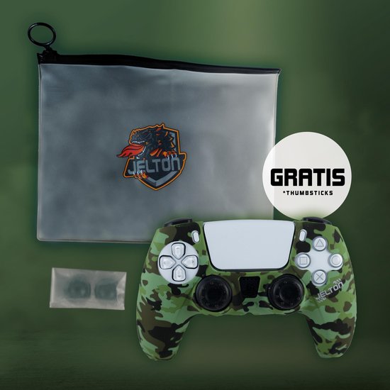 Jelton silicone ps5 controller skin groen camo playstation 5 | bol