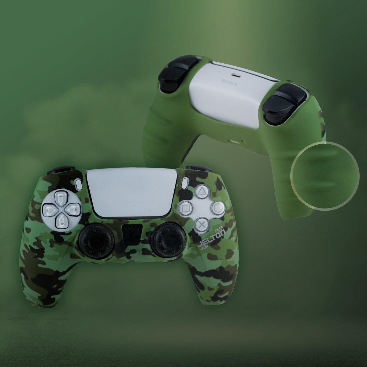 Jelton silicone ps5 controller skin groen camo playstation 5 | bol.com