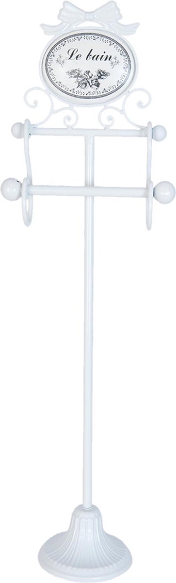 Clayre & Eef WC Rol houder 22x13x77 cm Wit Ijzer Keramiek ...