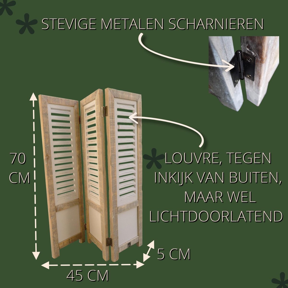 bol.com | Raamscherm hout 70 cm landelijke shutter als raam scherm