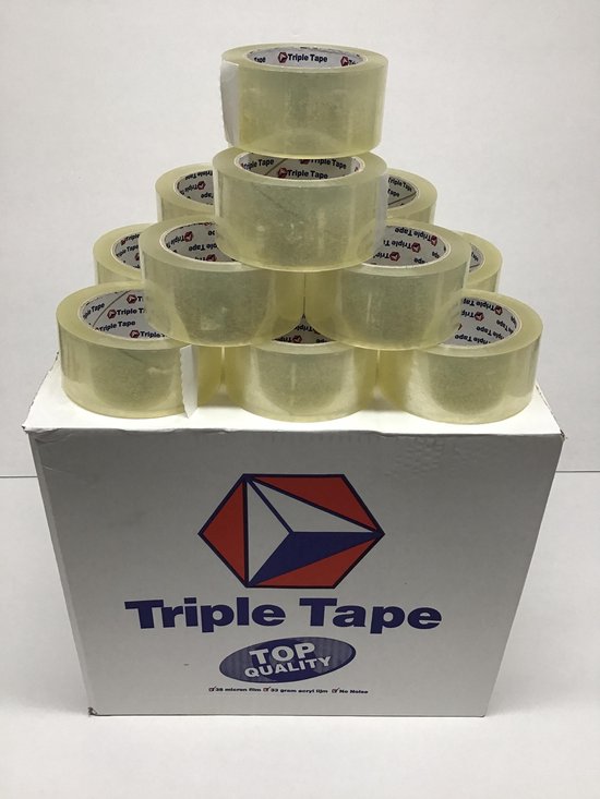 6 rollen Triple Tape Top 50mm x 66 meter transparant 35my dik top ...