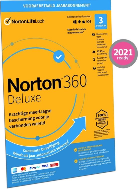 Norton 360 Deluxe 2021 3 apparaten 1 jaar - Fysieke verpakking | bol