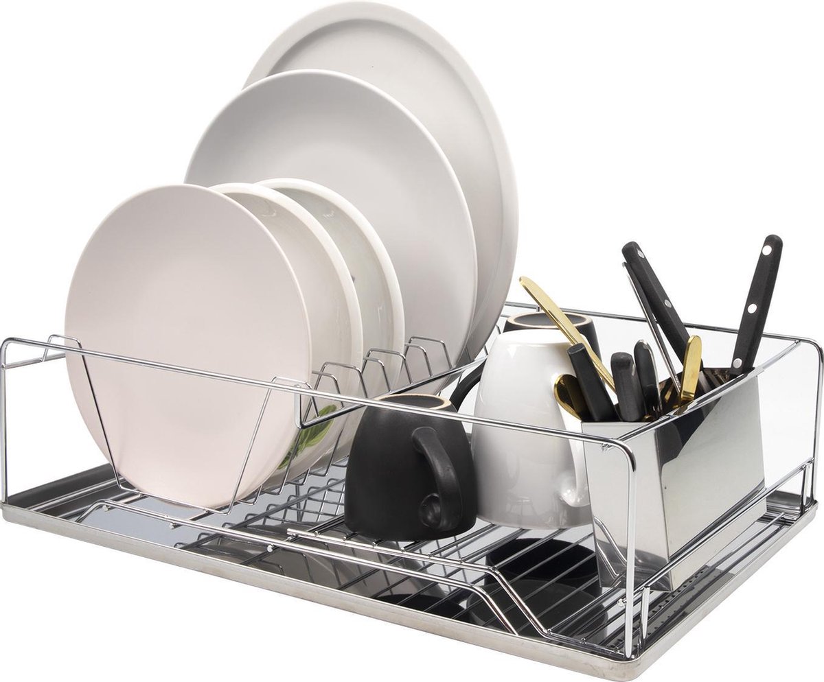 Svenska Living - Afdruiprek Met Lekbak - Verchroomd Staal - Wit ...