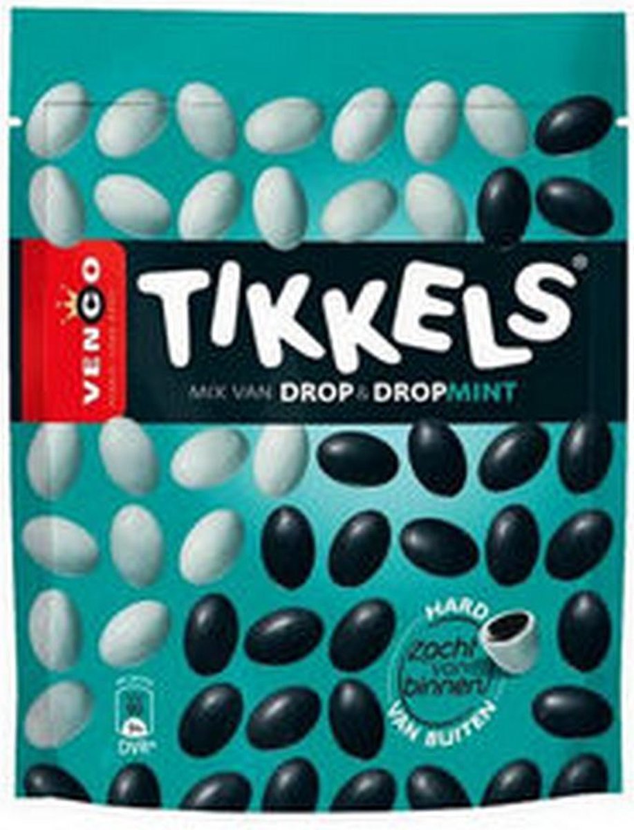 Venco Tikkels Drop 10 zakken à 245 g snoep - Snoepjes met drop en mint ...