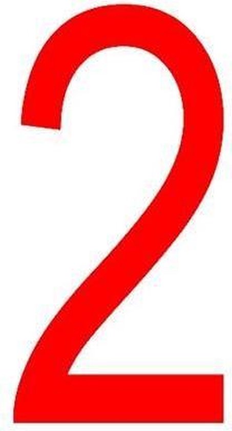 Cijfer 2 sticker rood 70 mm | bol