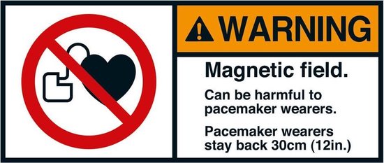 Warning Magnetic field stay back sticker, ANSI, 2 per vel 35 x 80 mm ...