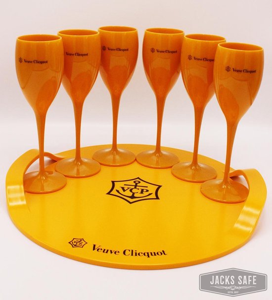 VEUVE CLICQUOT SERVING TRAY / DIENBLAD & 6x VEUVE CLICQUOT ...