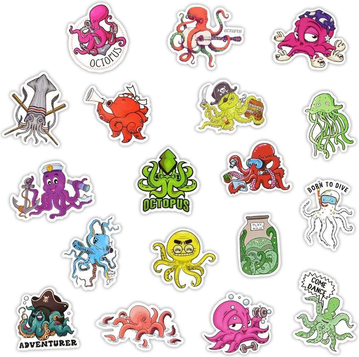 Octopus sticker mix - 50 verschillende stickers voor laptop, muur ...