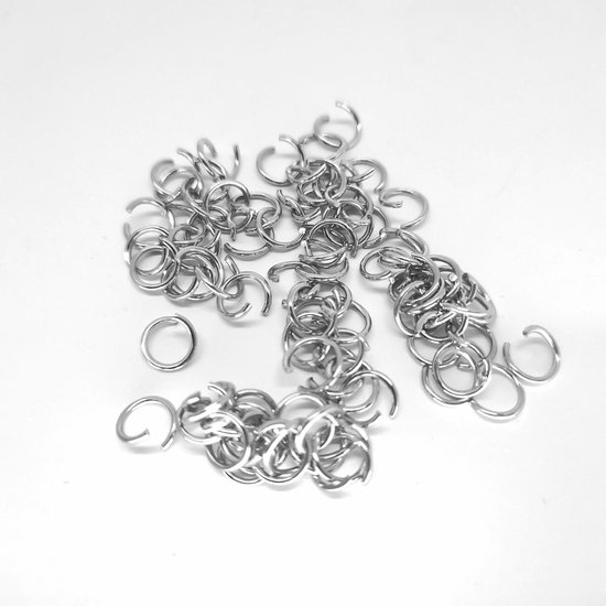 Rvs Open ringetje, Ø 8 , metaalkleurig, per 100, Open ringtjes behoren ...