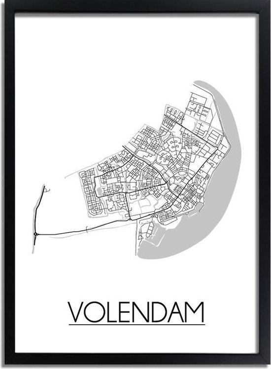 Volendam Plattegrond poster A2 + fotolijst zwart (42x59,4cm ...