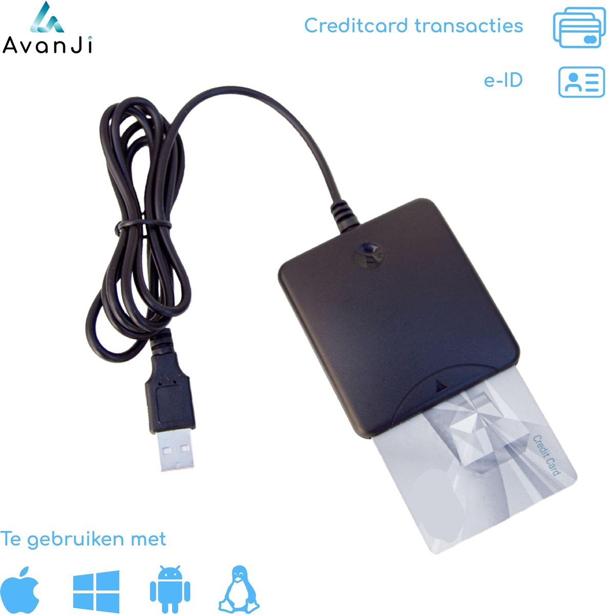 AvanJi Identiteitskaartlezer Incl Instructie CD - Kaartlezer ...