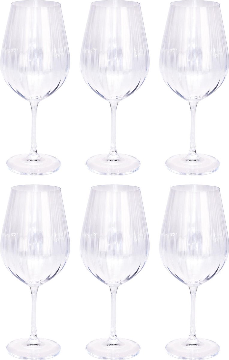 6x Rode wijnglazen 69 cl/690 ml van kristalglas - Kristalglazen ...