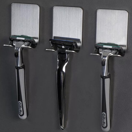 Luxe scheermes houder - RVS - 2 Stuks - Zelfklevend - Badkamer | bol.com