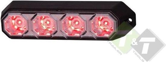 Stroboscooplamp, Waarschuwingslamp LED, ROOD, 12 tot 24 Volt, Horpol | bol