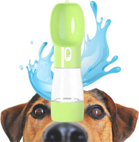 Drinkfles Hond met Eetbakje - Waterfles Hond voor Onderweg - Groen ...