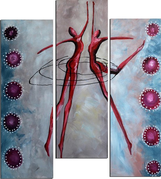 Schilderij 3 luik 90x90 abstract figuren Handgeschilderd - Artello - handgeschilderd... | bol.com