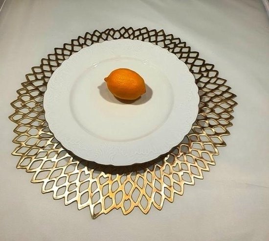 Gouden Placemat Rond - Flora Gold - Goud - Decoratie - 38cm rond | bol