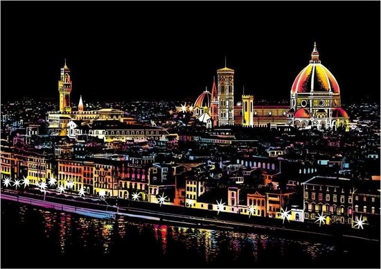 Dessin à gratter Groot "Ville colorée" Florence (41x29cm) | Dessin à ...
